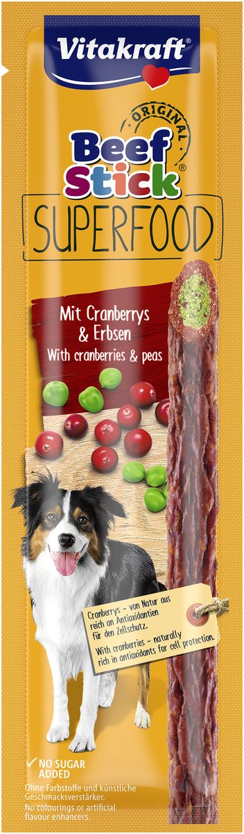 Køb Vitakraft Beef-Stick tranebær og ærter billigt hos Med24.dk