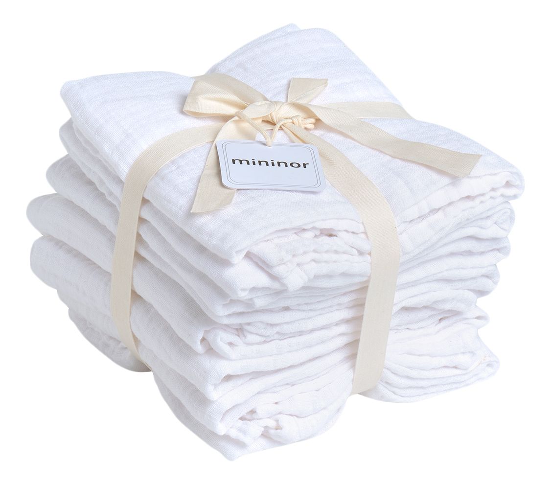 Køb Mininor Stofbleer Hvid - 8 stk. hos Med24.dk