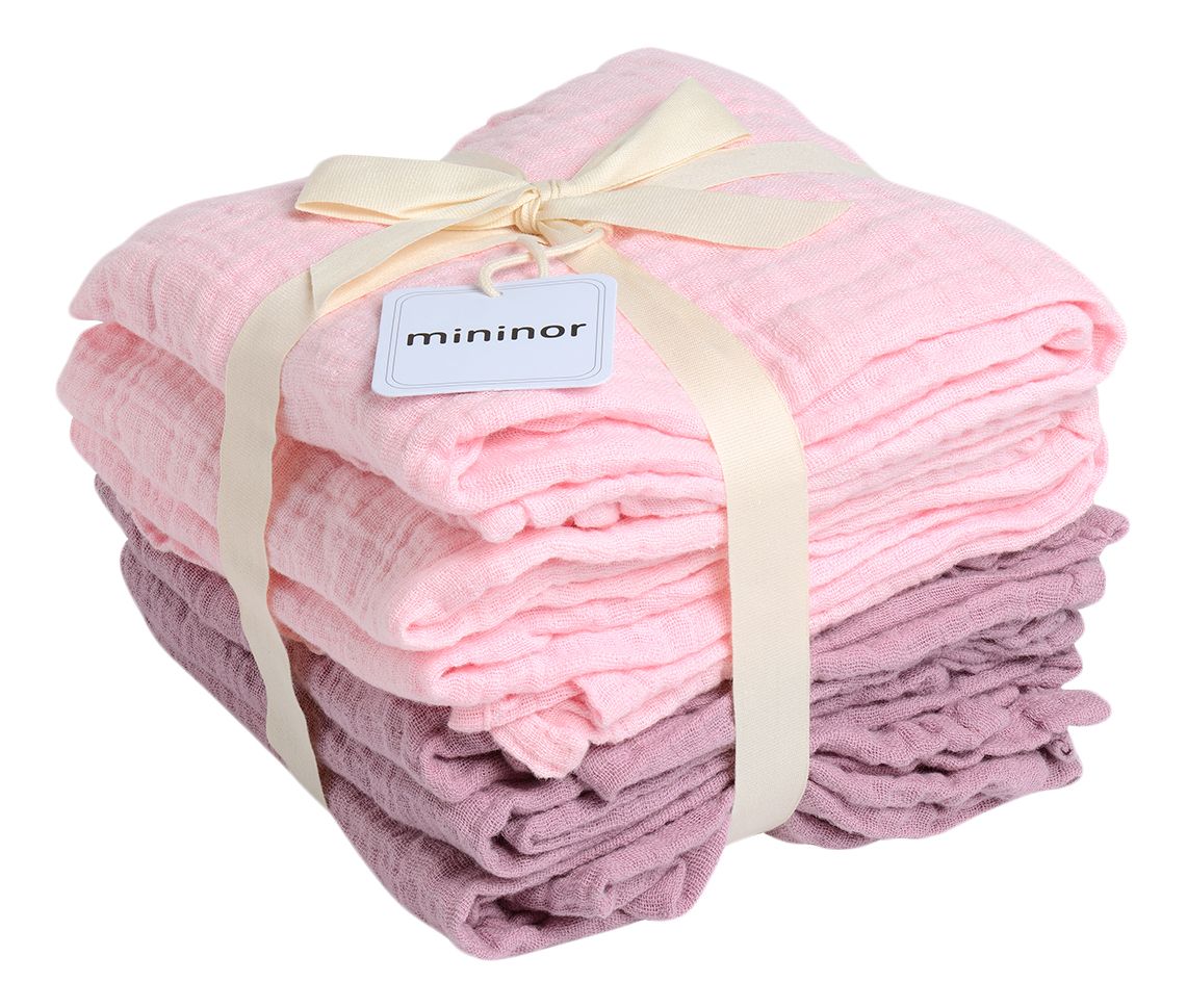 Køb Mininor Stofbleer Rosa/Lilla- 6 stk. hos Med24.dk