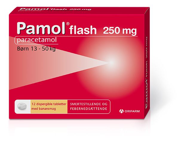 Køb Pamol Flash 250 mg - 12 dispergible tabletter hos Med24.dk