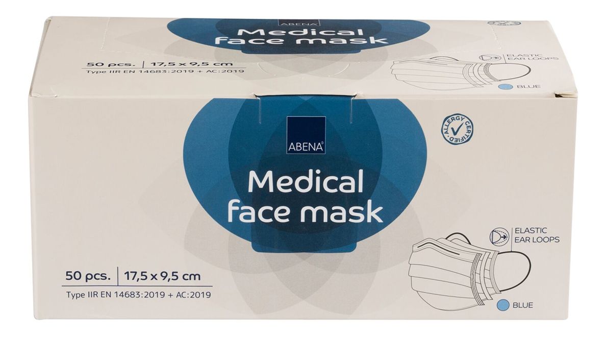 Køb Abena Excellent mundbind blå type IIR - 50 stk. hos Med24.dk