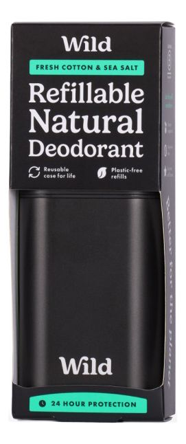 Køb Wild Refillable Natural Deodorant Fresh Cotton & Sea Salt Black