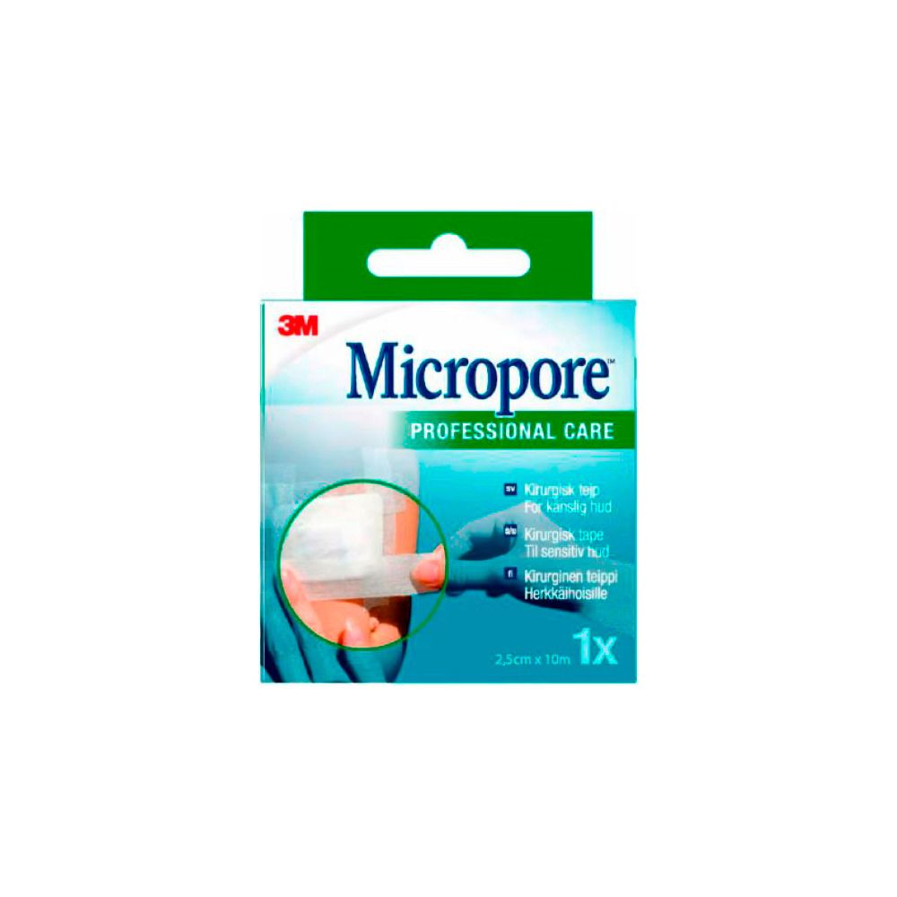 Micropore 3M kirurgisk tape 2,5cm x 10m - hvid - Med24.dk