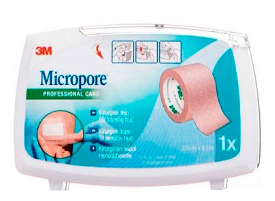 Micropore tape m. dispensor beige - 2,5 cm x 9,1 m - Med24.dk