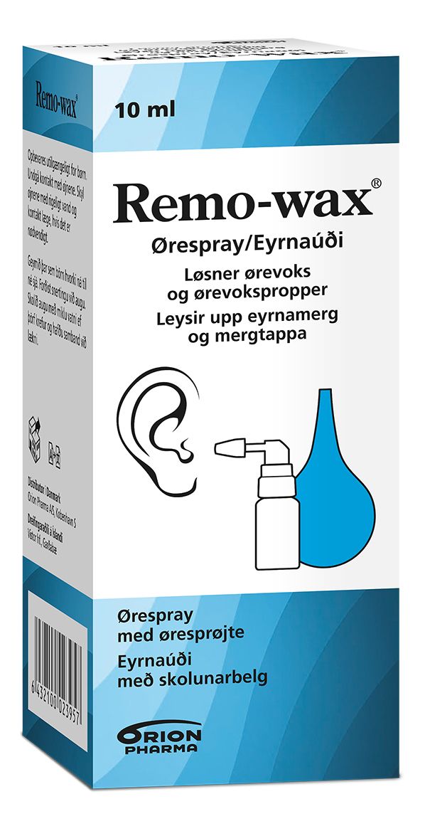 Remo-wax ørespray med sprøjte - 10 ml - Med24.dk