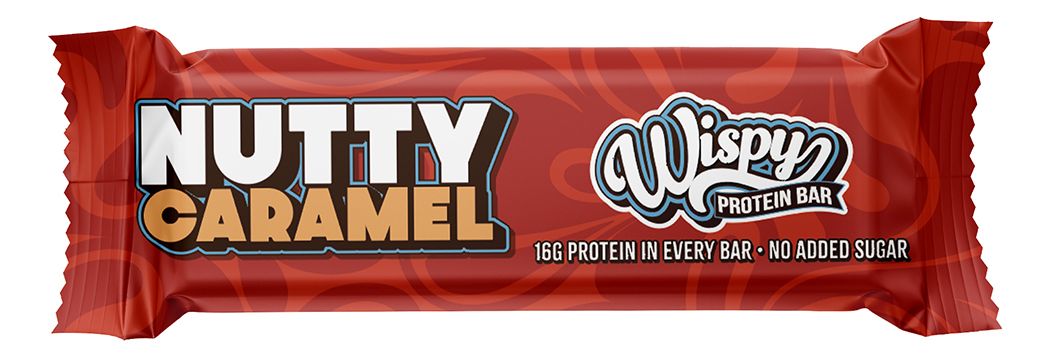 Køb Wispy Protein Bar Nutty Caramel - 55 g. | Med24.dk