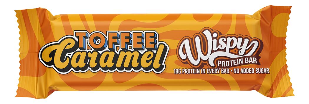 Køb Wispy Protein Bar Toffee Caramel - 55 g. | Med24.dk
