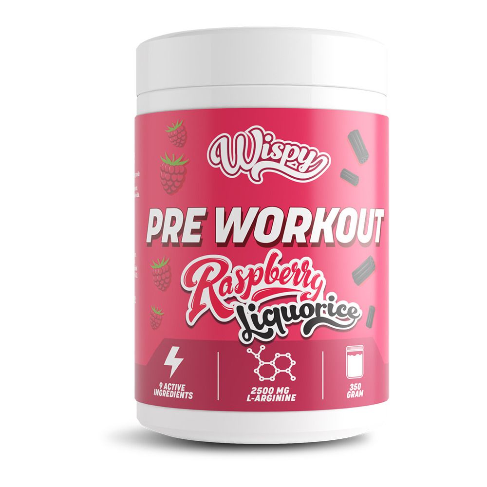 Køb Wispy Pre Workout Raspberry Liquorice - 350 g. | Med24.dk
