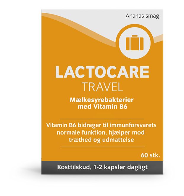 Køb Lactocare Travel m. B6 vitamin - 60 tyggetabletter hos Med24.dk