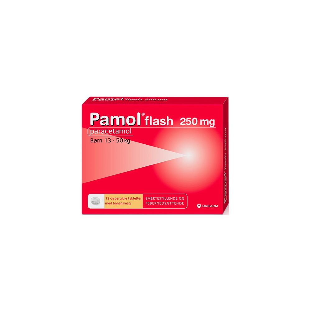 Køb Pamol Flash 250 mg - 12 dispergible tabletter hos Med24.dk