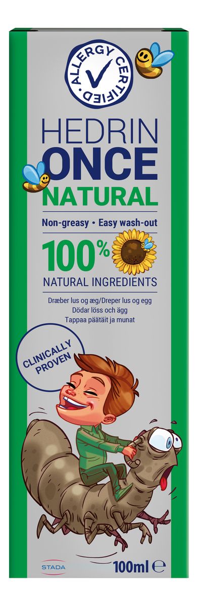Køb Hedrin Once Natural - 100 ml. lusebehandling billigt hos Med24.dk