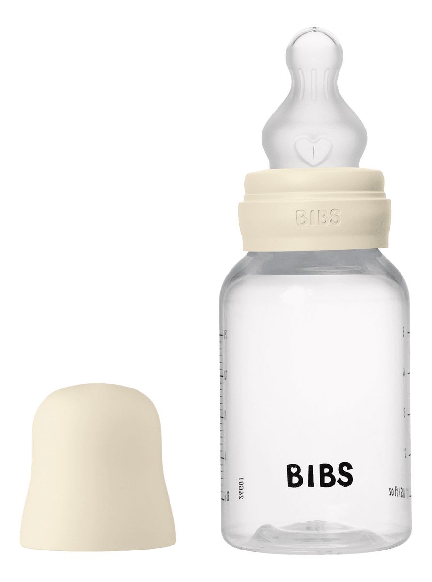 Køb BIBS Baby Bottle Round Silicone 150 ml Slow Flow Ivory | Med24.dk