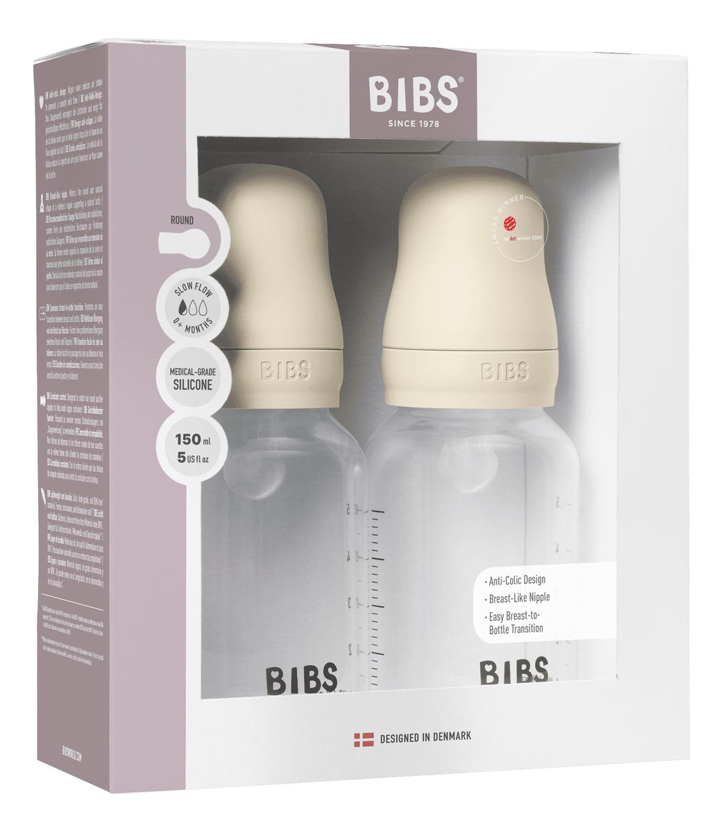 Køb BIBS Baby Bottle Round Silicone 150 ml 2 stk. billigt hos Med24.dk