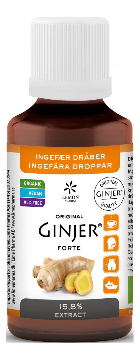 Køb GINJER Ingefær Dråber Forte - 50 ml. billigt hos Med24.dk