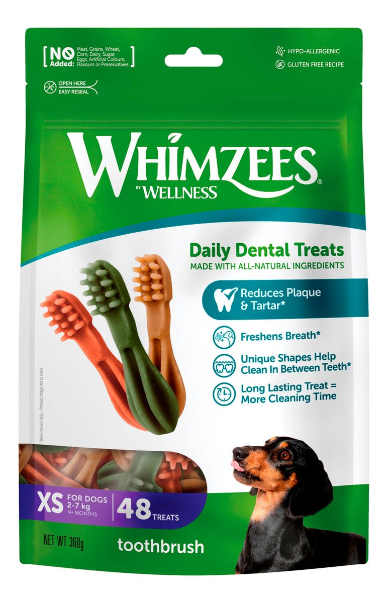 Køb Whimzees Toothbrush Star XS, 48 stk, 360 g hos Med24.dk