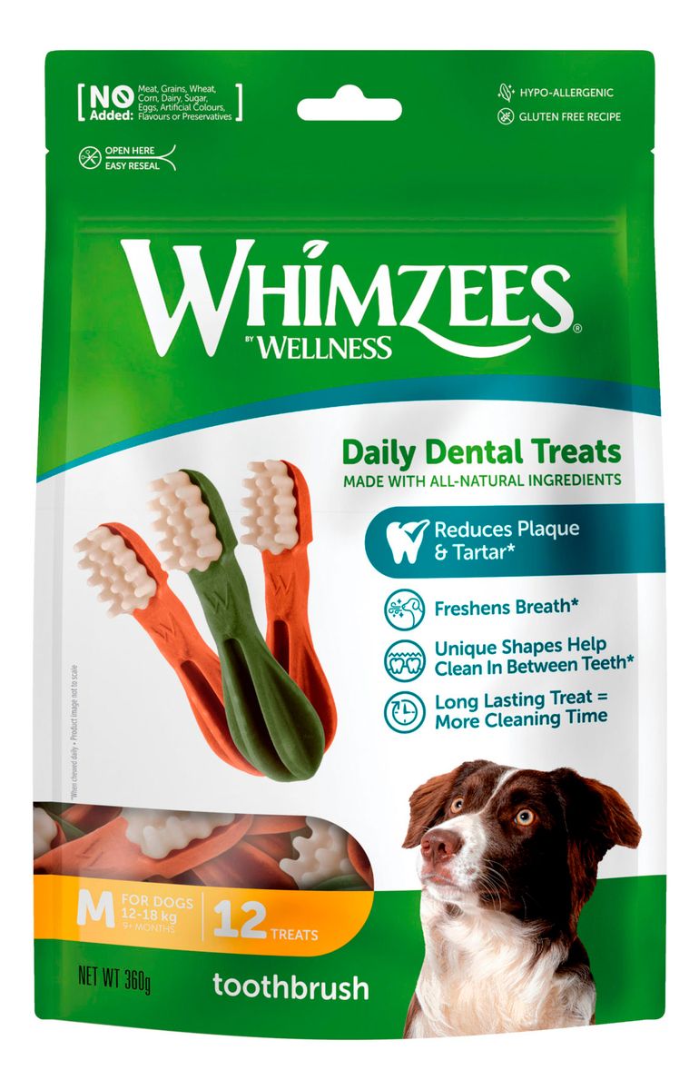 Køb Whimzees Toothbrush Star M, 12 stk, 360 g hos Med24.dk