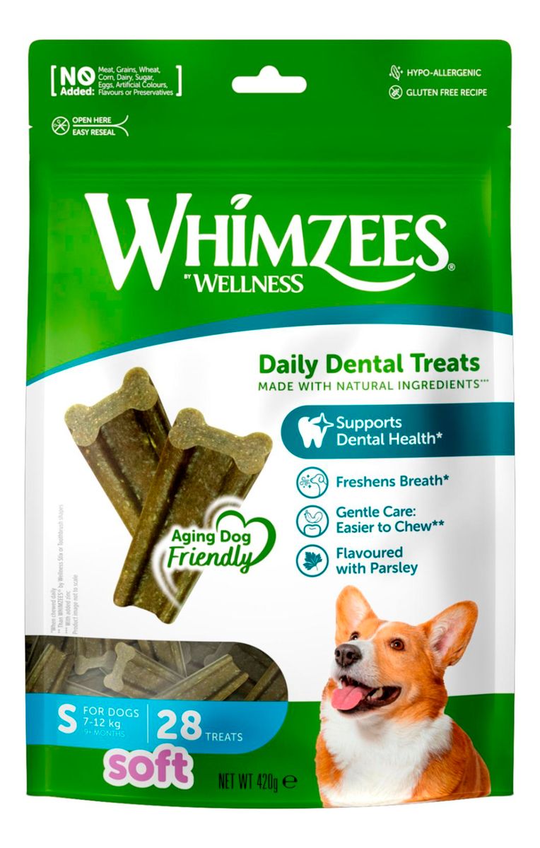 Køb Whimzees Soft Dental tyggestænger, S - 28 stk. | Med24.dk