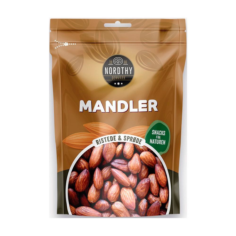 Køb Nordthy Ristede Mandler - 75 g. billigt hos Med24.dk