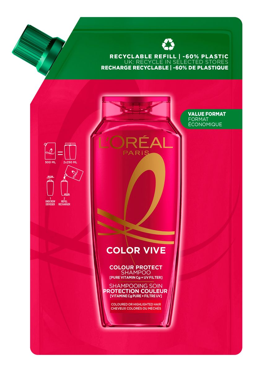 Køb L'Oréal Paris Elvital Color Vive Shampoo Refill - 500 ml.