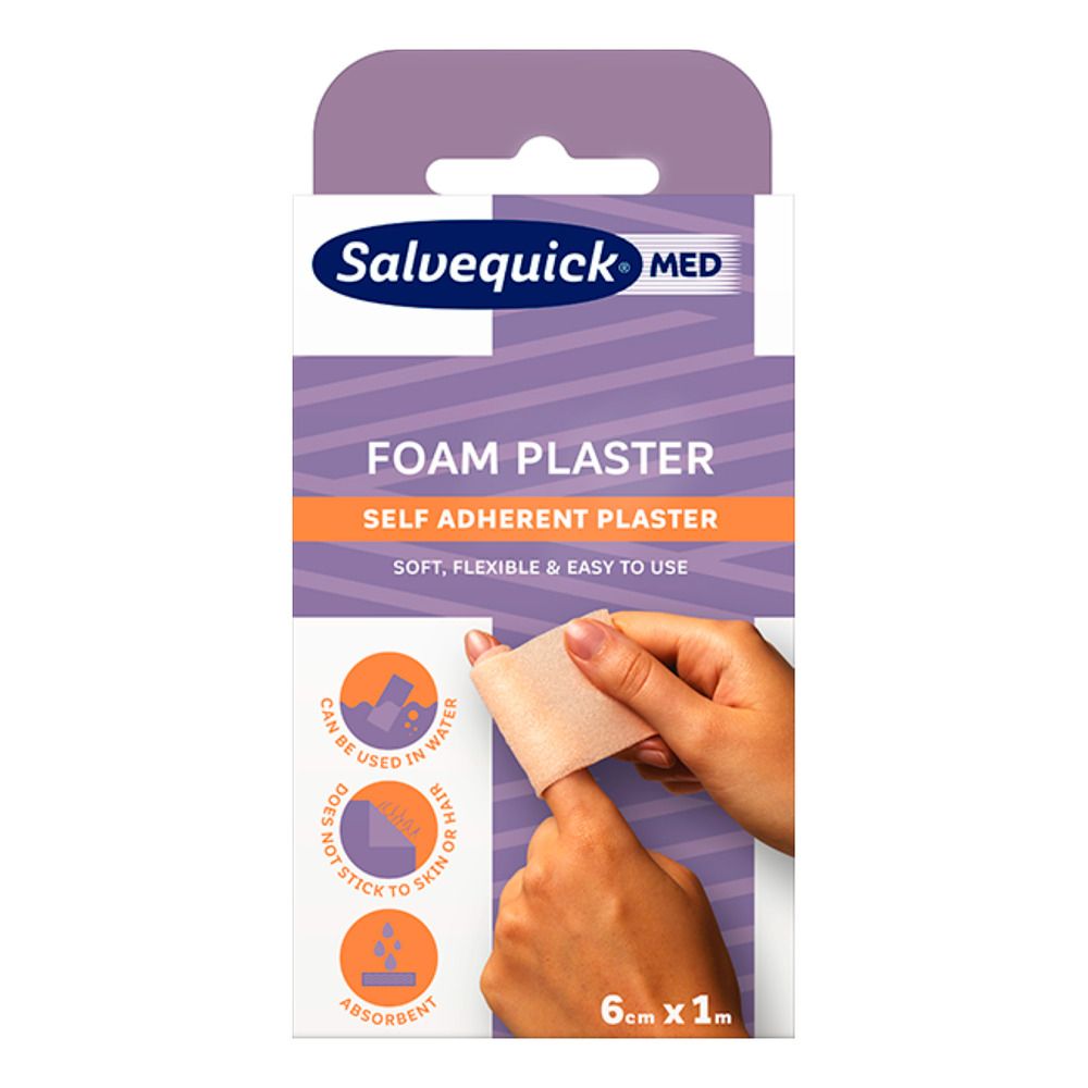 Køb Salvequick MED Universal Foam Plaster - 1 m. hos Med24.dk