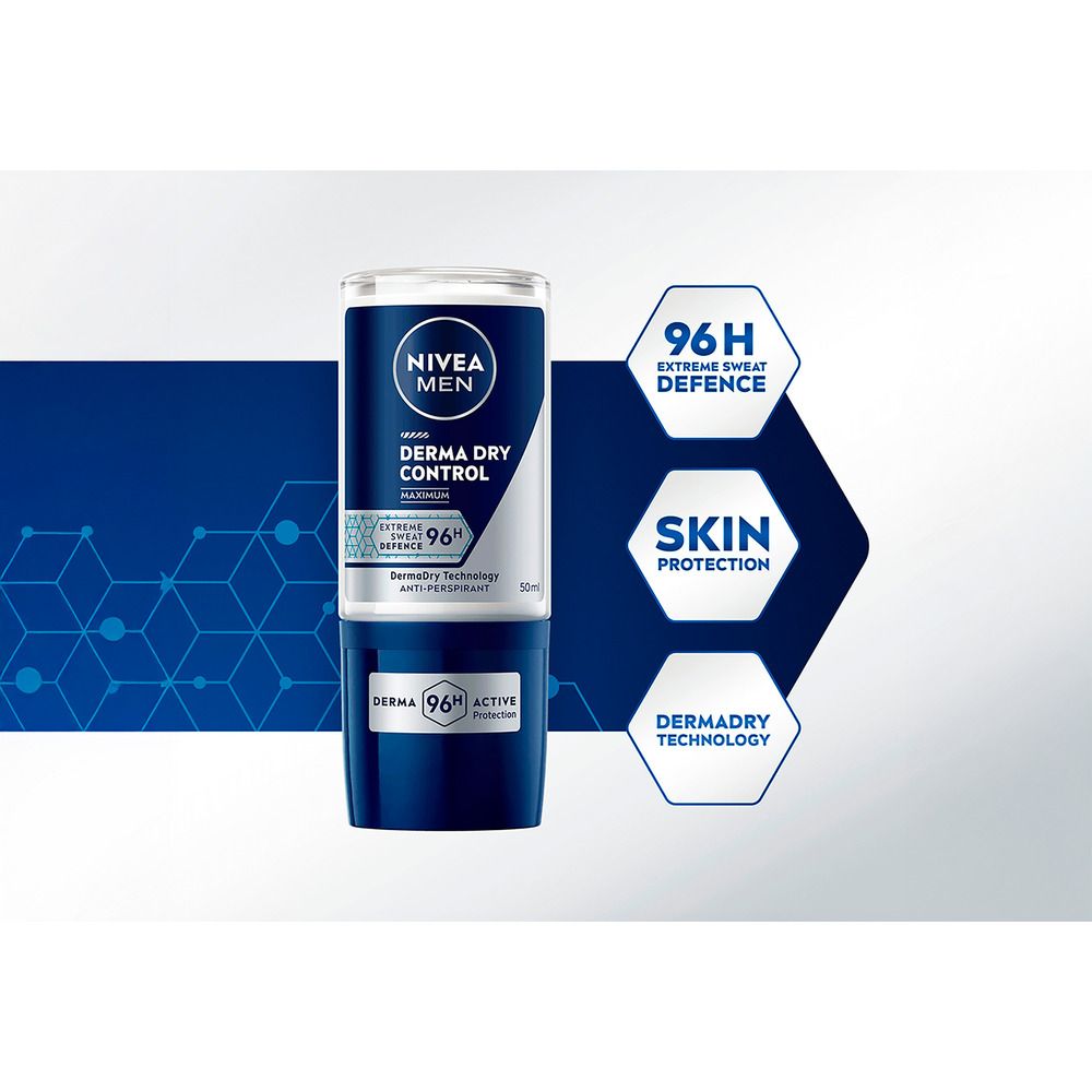 Nivea Men Derma Dry Control Maximum Deo Roll On | Med24.dk