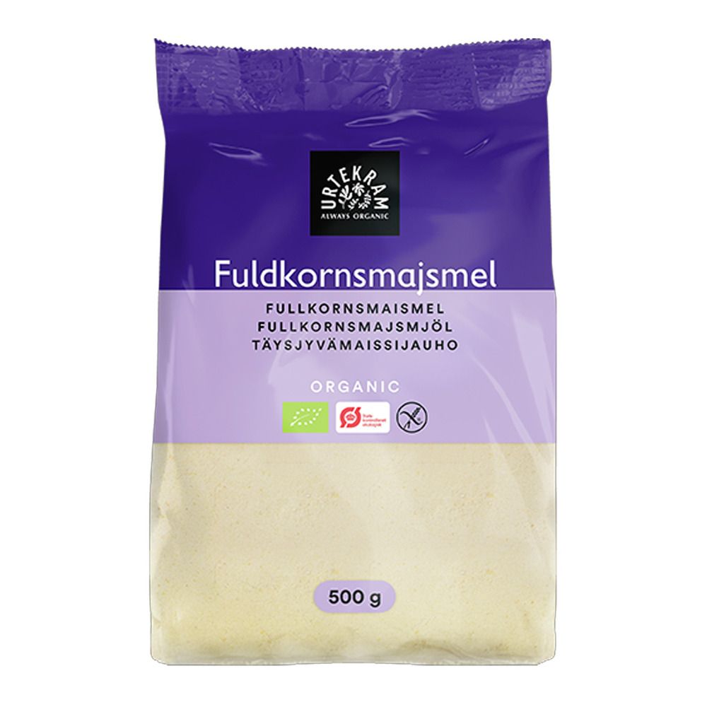 Køb Urtekram Fuldkornsmajsmel Ø - 500 g. | Med24.dk
