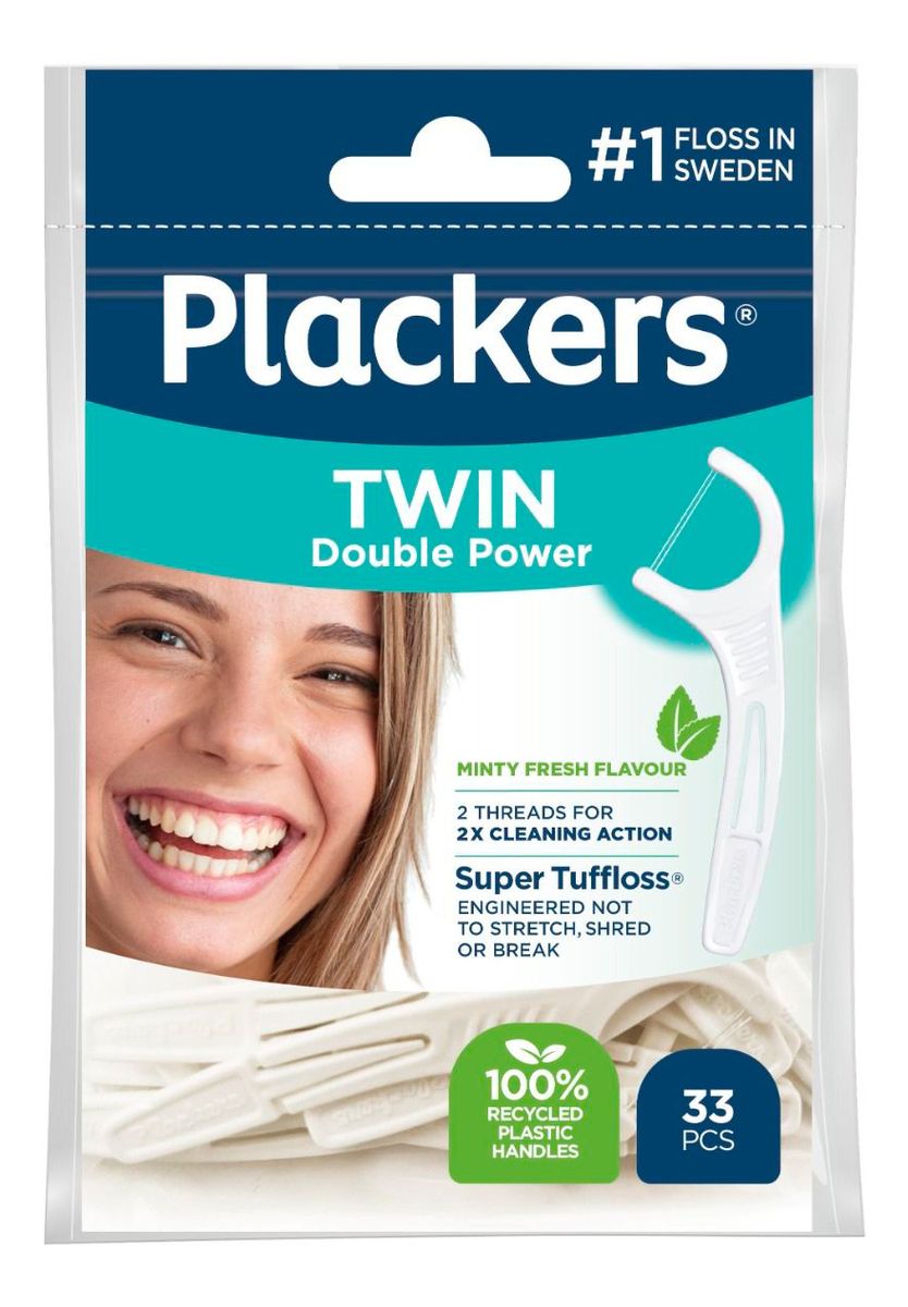 Køb Plackers Twin Double Effect Flossers - 33 stk. hos Med24.dk