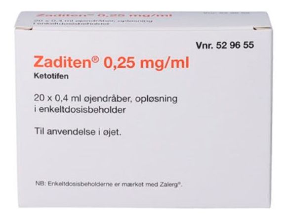 Køb Zaditen 2care4 0,25 mg/g øjendråber enkeltdosis - 20x0,4 ml.