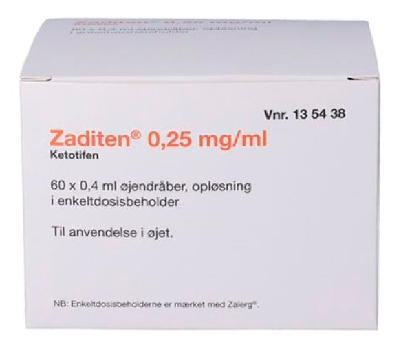 Køb Zaditen 2care4 0,25 mg/g øjendråber enkeltdosis - 60x0,4 ml.