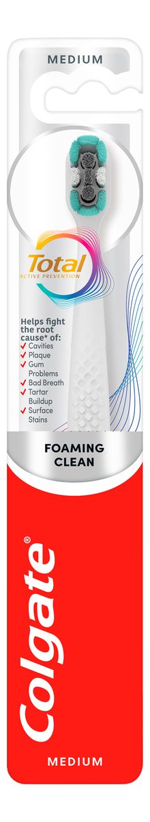 Køb Colgate Tandbørste Total Foaming Clean Medium | Med24.dk
