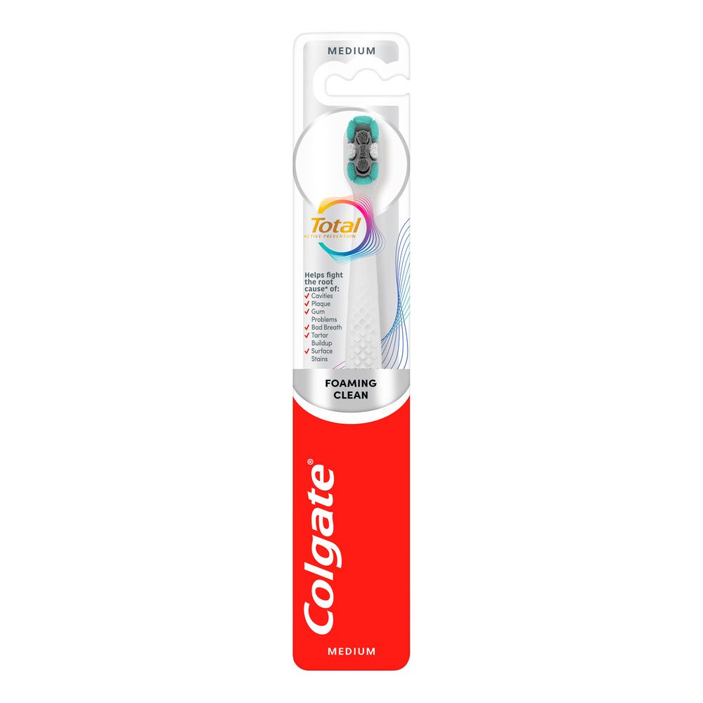 Køb Colgate Tandbørste Total Foaming Clean Medium | Med24.dk