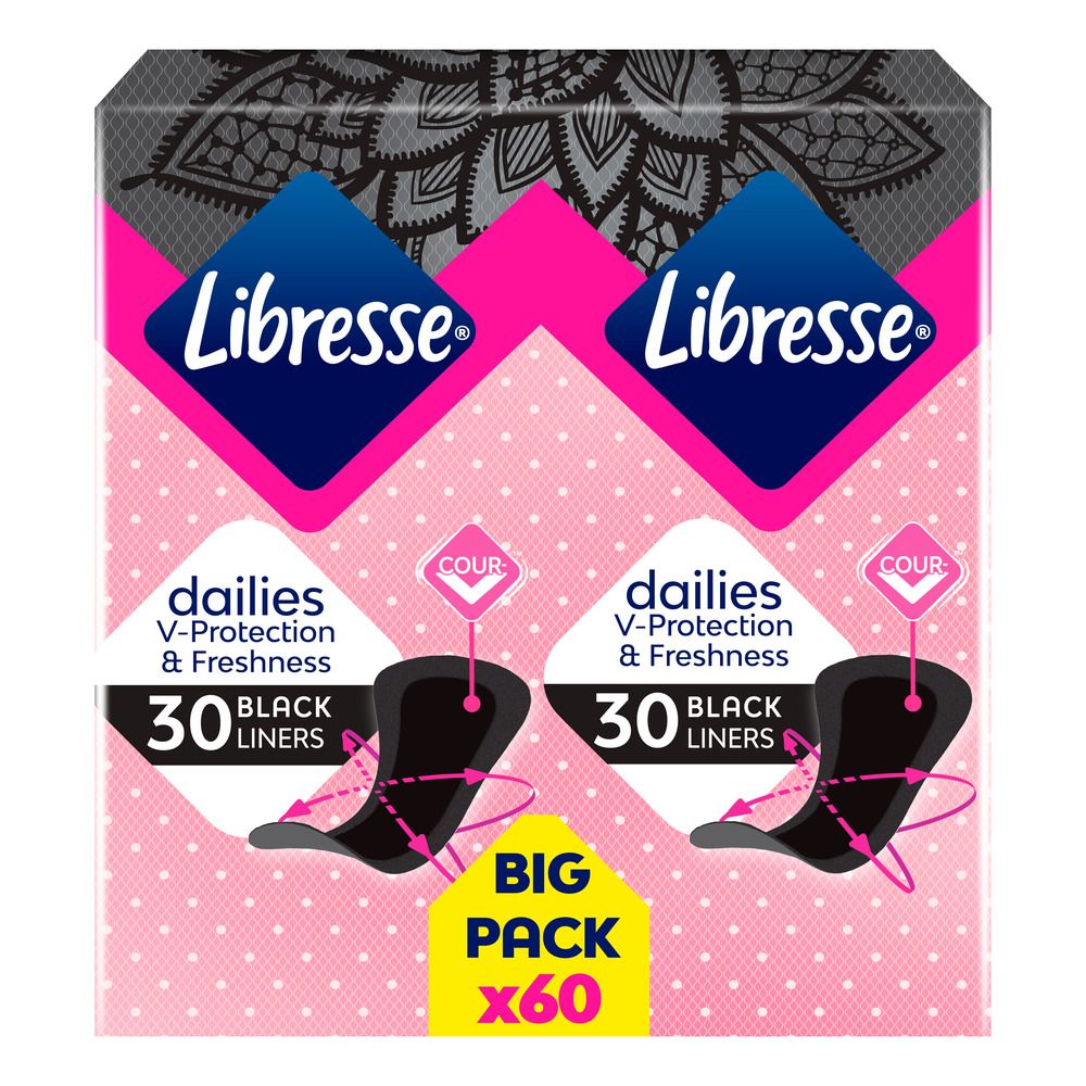 Køb Libresse Regular Black Big Pack - 60 stk. | Med24.dk