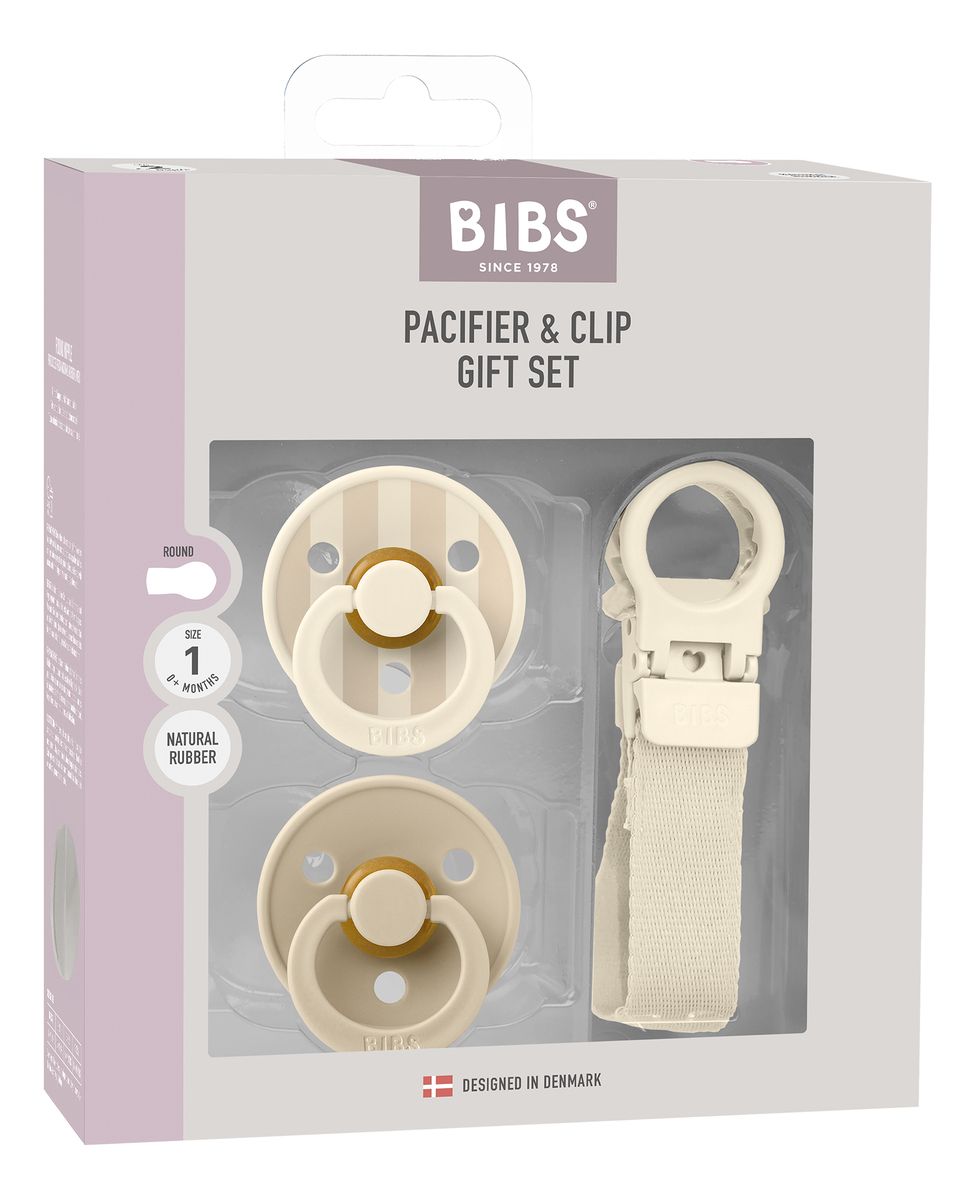 Køb BIBS Pacifier & Clip Gift Set - Ivory billigt hos Med24.dk