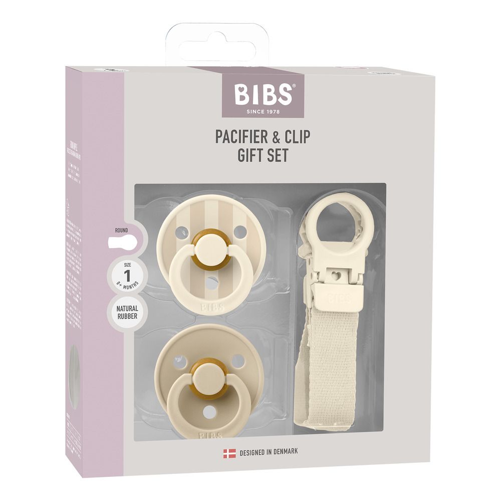 Køb BIBS Pacifier & Clip Gift Set - Ivory billigt hos Med24.dk