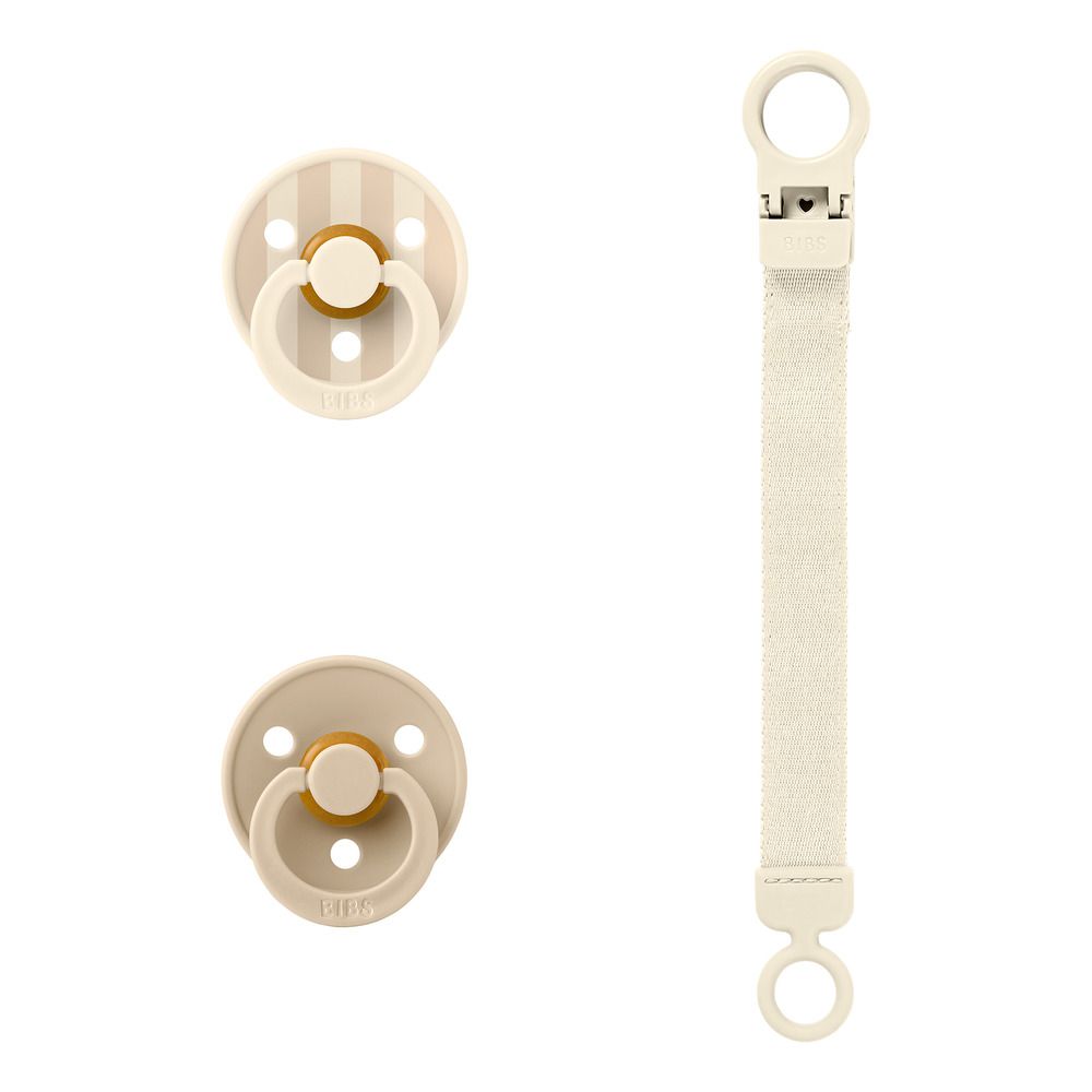 Køb BIBS Pacifier & Clip Gift Set - Ivory billigt hos Med24.dk