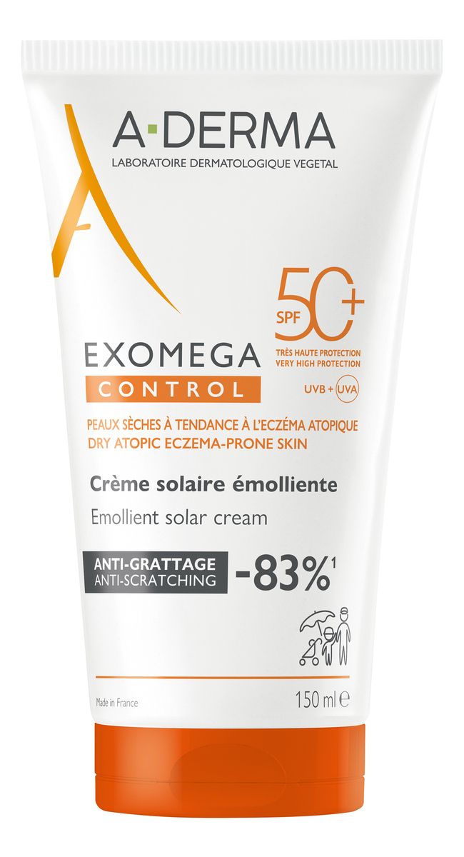 Køb A-DERMA Exomega Control Emollient Solar Cream SPF50+