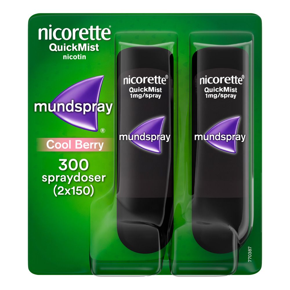 Køb Nicorette Quickmist Cool Berry - 2x150 doser hos Med24.dk